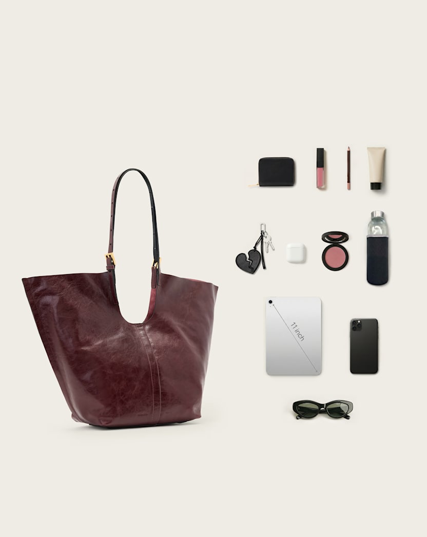 Ara Leather Tote Bag Dark Red | ALLSAINTS